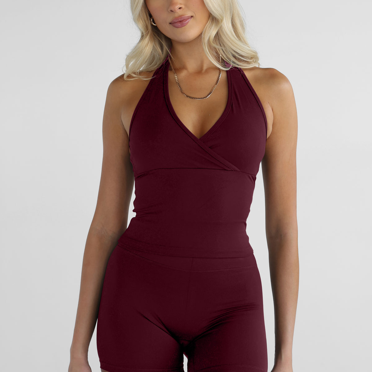 Sculpt Halter Neck Tank - Cherry Cola – LEELO ACTIVE