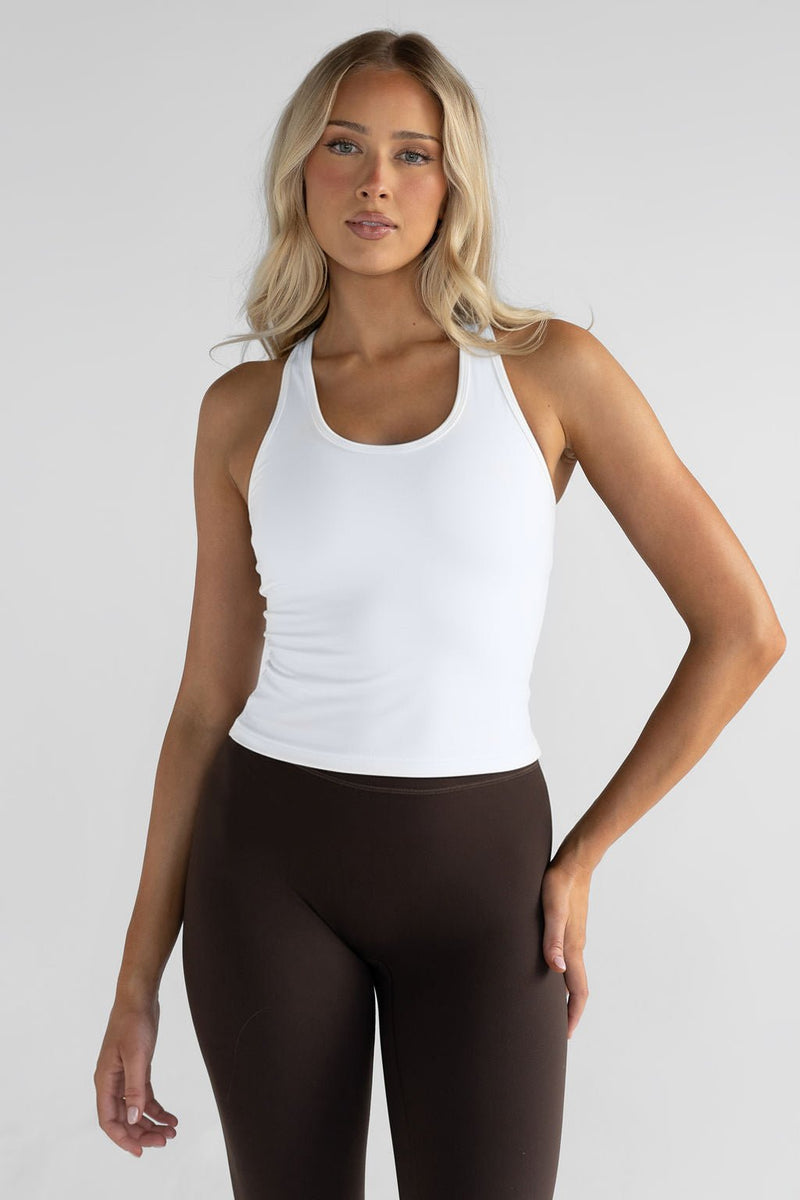 Signature Racer Back Tank - White – LEELO ACTIVE